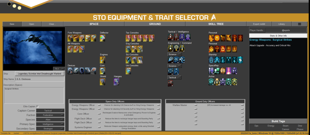 Legendary Scimitar Surgical Strikes Builds – STO ZONE